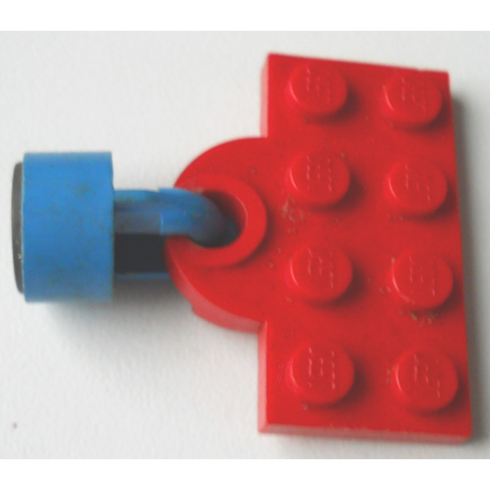 LEGO Red Plate 2 x 4 with Train Coupling Plate with Short 6mm Blue ...