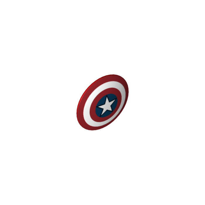 LEGO Red Round Shield with Curved Face with Captain America Star in ...
