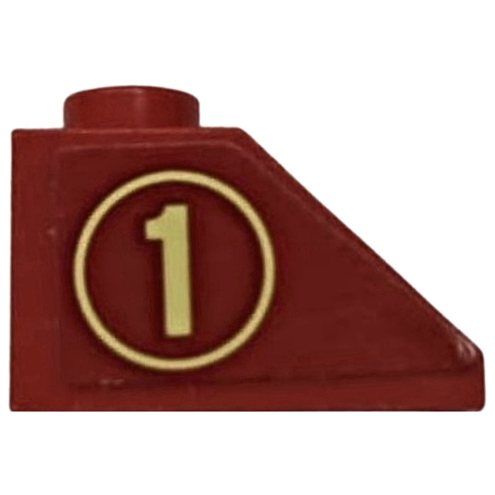 LEGO Red Slope 1 x 2 (45°) with Number 1 in Circle (Model Left) Sticker ...