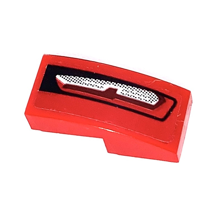 LEGO Red Slope 1 x 2 Curved with Backlight Right side Sticker (11477 ...