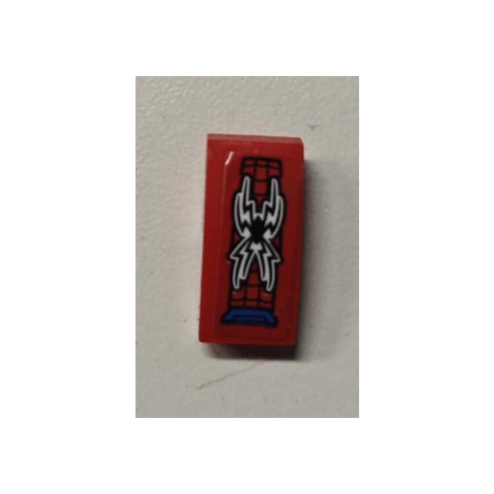 LEGO Red Slope 1 x 2 Curved with Black Spider and Web Sticker (3593 ...