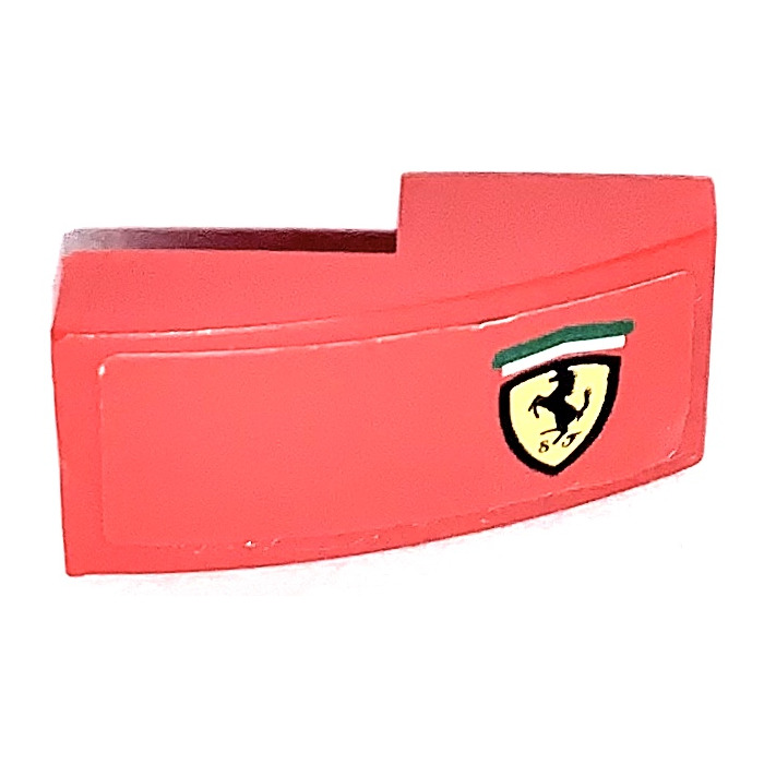 LEGO Red Slope 1 x 2 Curved with Ferrari Logo Right Side Sticker (11477 ...