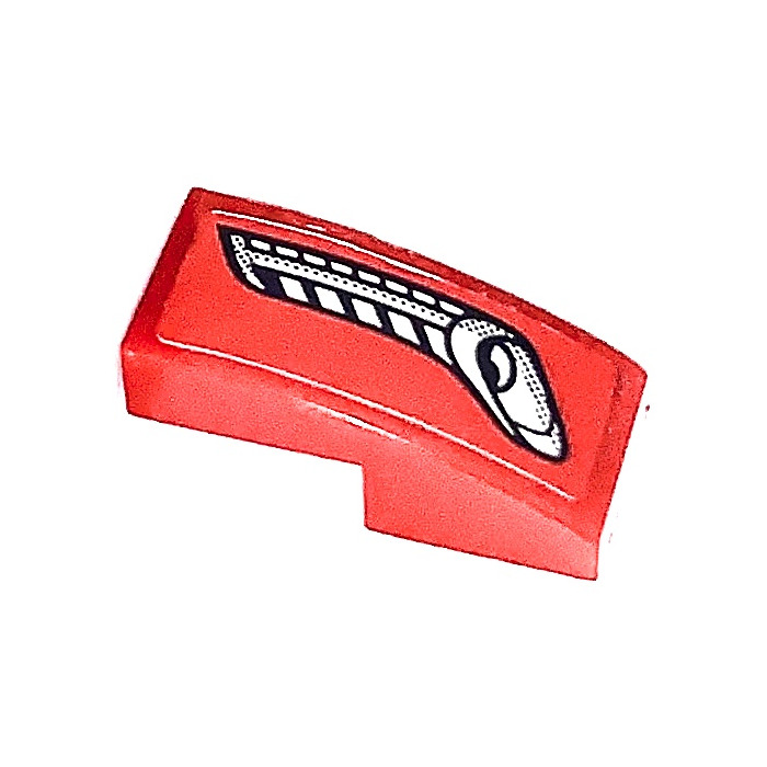 LEGO Red Slope 1 x 2 Curved with Silver Vents Left Side Sticker (11477 ...