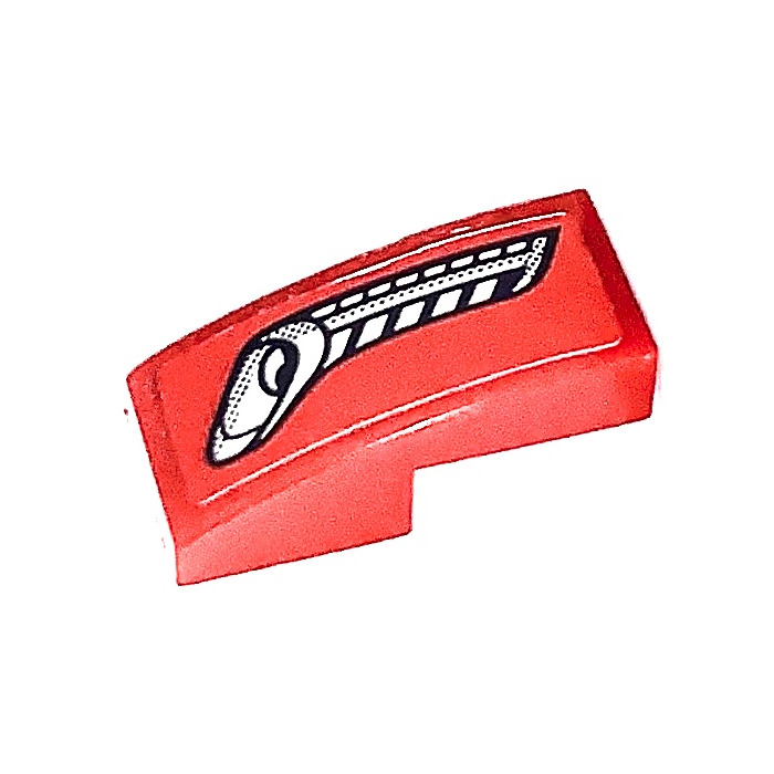 LEGO Red Slope 1 x 2 Curved with Silver Vents Right Side Sticker (11477 ...