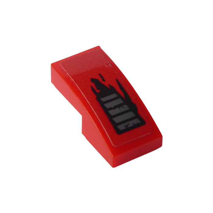LEGO Red Slope 1 x 2 Curved with Ventilation and Oil (left) Sticker ...