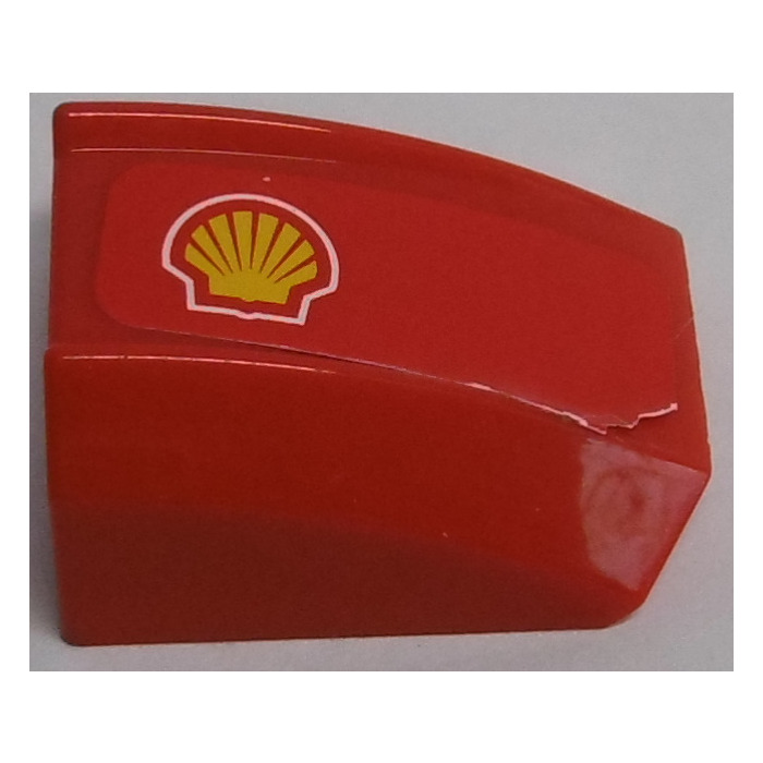 LEGO Red Slope 1 x 2 x 2 Curved with Shell Logo (Model Right) Sticker ...