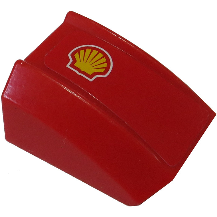 LEGO Rouge Pente 1 x 2 x 2 Incurvé avec Shell logo (Model Droite ...