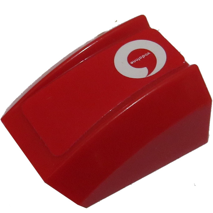 LEGO Red Slope 1 x 2 x 2 Curved with Vodafone Logo Sticker (30602 / ...