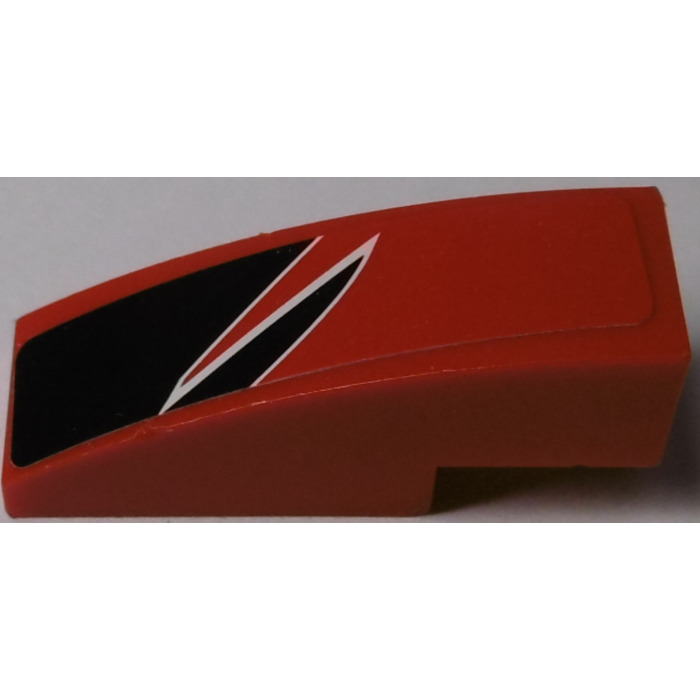 LEGO Red Slope 1 x 3 Curved with Black Togokahn Pattern (Model Middle ...
