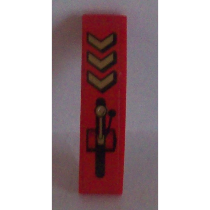 LEGO Red Slope 1 x 4 Curved Double with Gold Chevrons and Lever Sticker ...