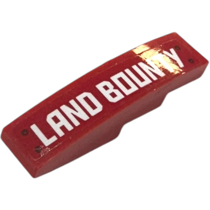 LEGO Red Slope 1 x 4 Curved with LAND BOUNTY (left) Sticker (11153 ...
