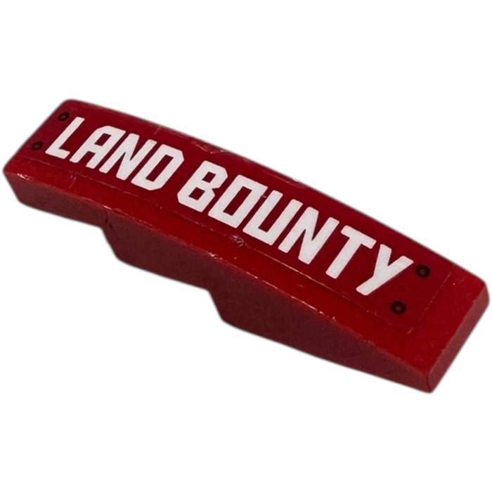 LEGO Red Slope 1 x 4 Curved with LAND BOUNTY (right) Sticker (11153 ...