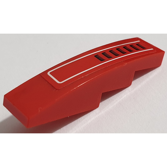 LEGO Red Slope 1 x 4 Curved with Line and 7 Vents Sticker (11153 ...