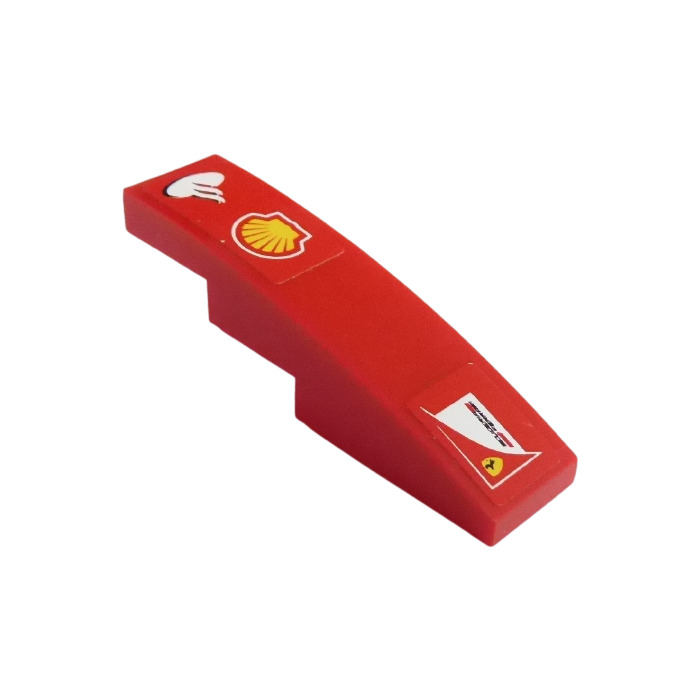 LEGO Red Slope 1 x 4 Curved with Shell Logo, Santander Logo and ...