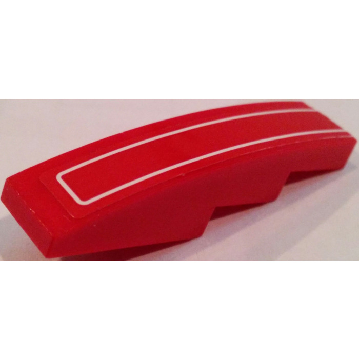 LEGO Red Slope 1 x 4 Curved with White Edging Sticker (11153) | Brick ...