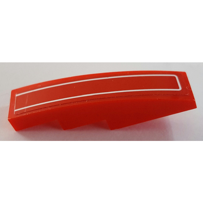 LEGO Red Slope 1 x 4 Curved with White Stripe Sticker (11153 / 61678 ...