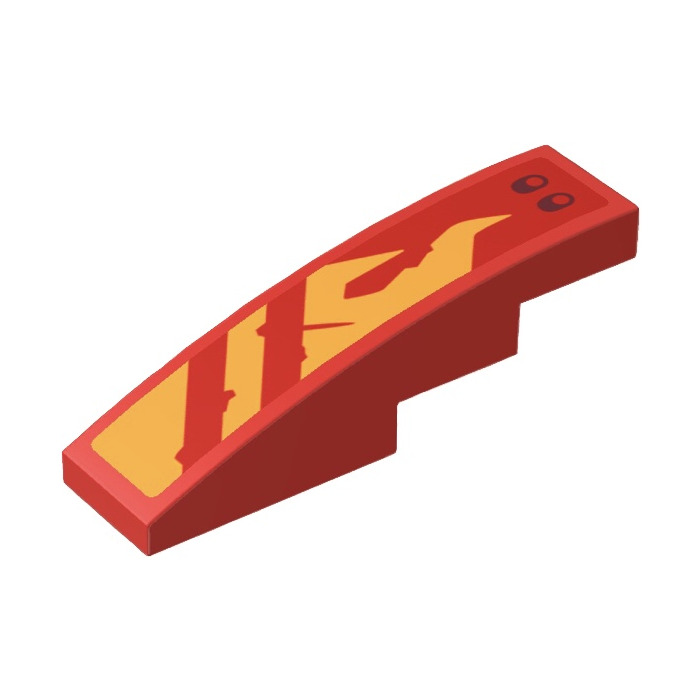LEGO Red Slope 1 x 4 Curved with Yellow Flame Emblem (Right) Sticker ...
