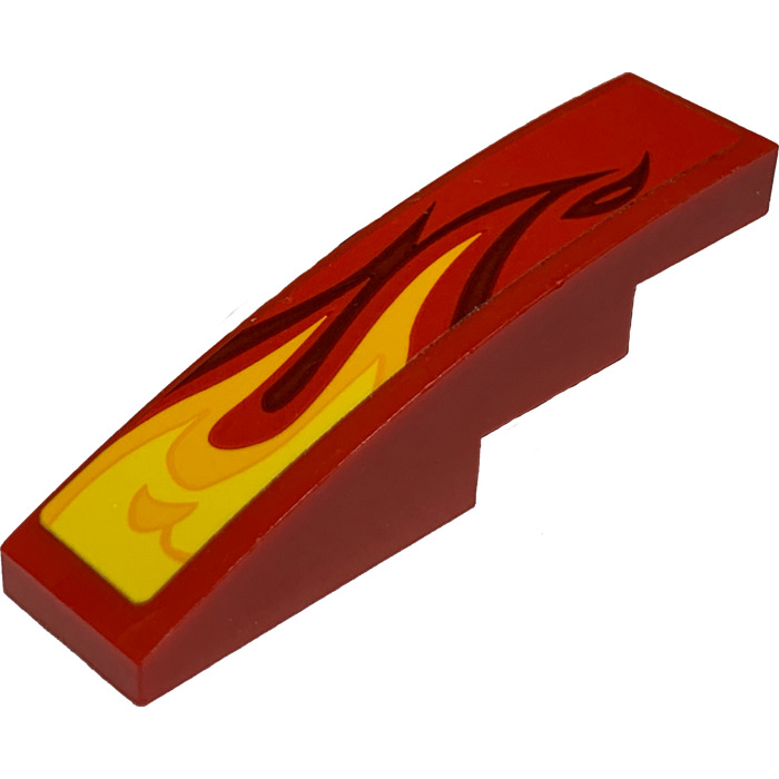LEGO Red Slope 1 x 4 Curved with Yellow, Orange and Red Flames (Nr 3 ...