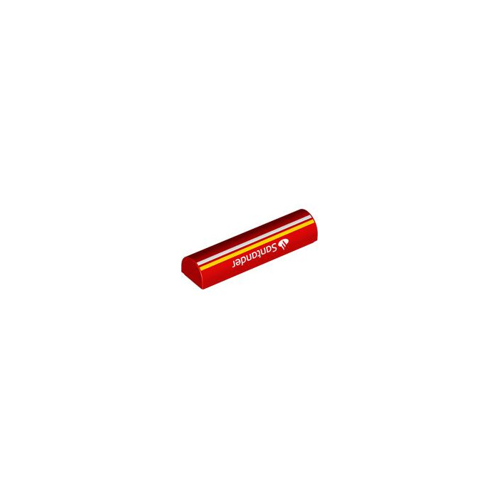 LEGO Red Slope 1 x 4 x 0.7 Curved with ‘Santander’ and Yellow and White ...