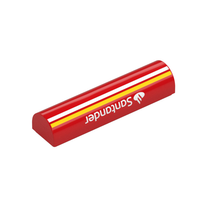 LEGO Red Slope 1 x 4 x 0.7 Curved with ‘Santander’ and Yellow and White ...