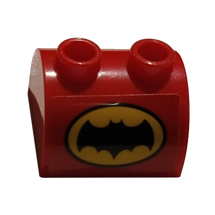 LEGO Slope 2 x 2 Curved with 2 Studs on Top with bat emblem Sticker ...