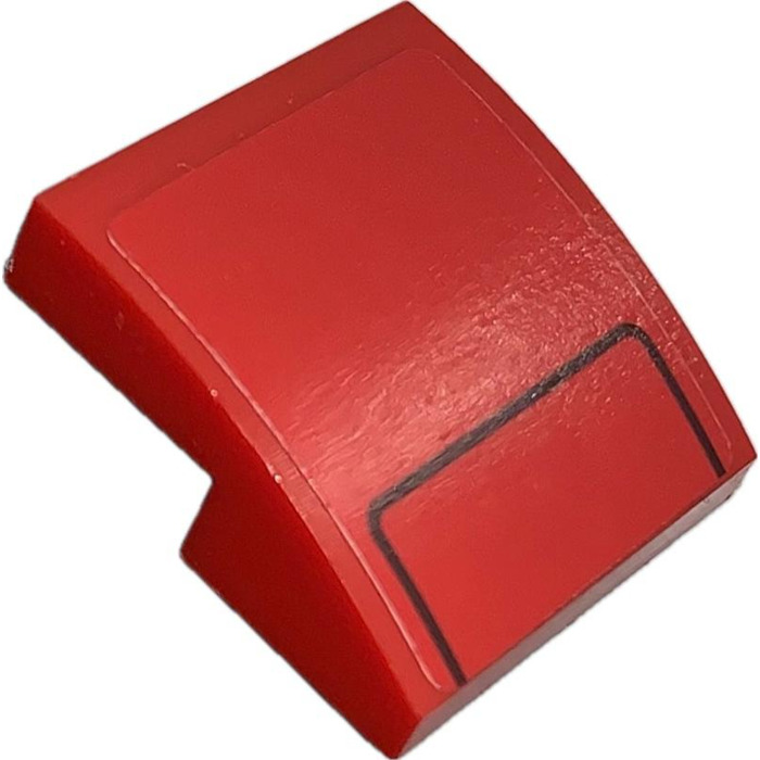 LEGO Red Slope 2 x 2 Curved with Rectangle Sticker (15068) | Brick Owl ...