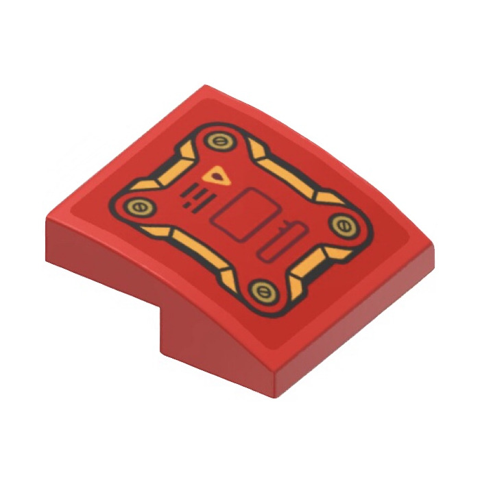 LEGO Red Slope 2 x 2 Curved with Red and Gold Panel Sticker (15068 ...