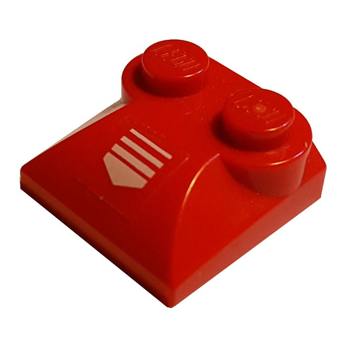 LEGO Red Slope 2 x 2 Curved with White Arrow Sticker with Curved End ...