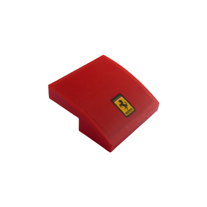 LEGO Red Slope 2 x 2 Curved with Yellow rectangle Ferrari Logo Sticker ...