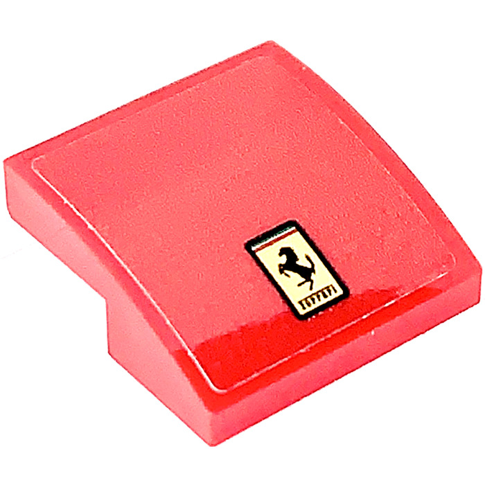 LEGO Red Slope 2 x 2 Curved with Yellow rectangle Ferrari Logo Sticker ...
