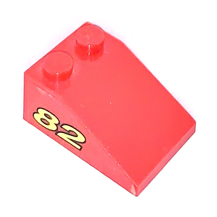 LEGO Red Slope 2 x 3 (25°) with "82" Sticker (3298) | Brick Owl - LEGO ...