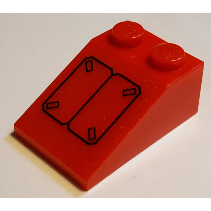 LEGO Red Slope 2 x 3 (25°) with Black Access Panels Sticker (3298 ...