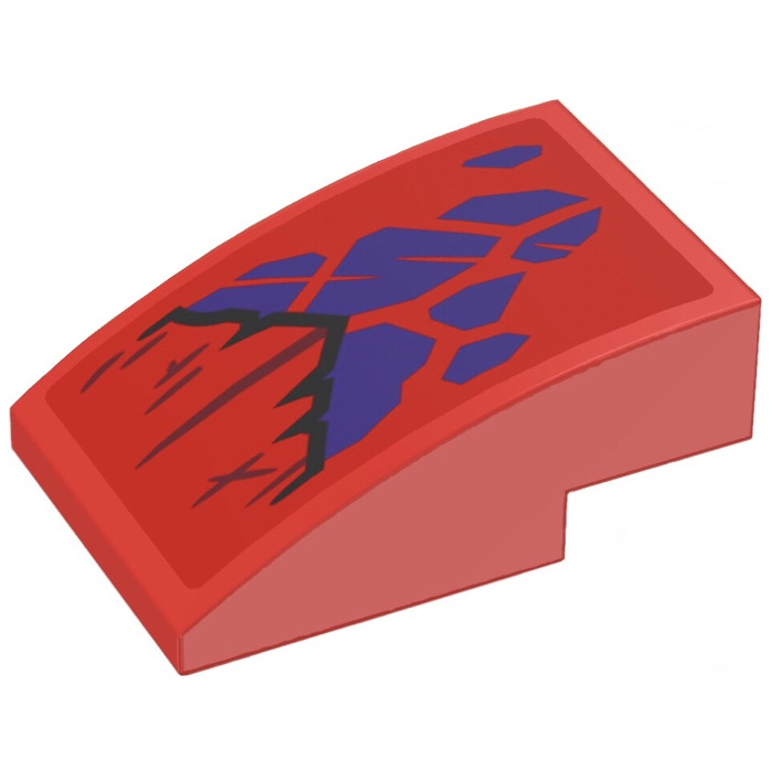 LEGO Red Slope 2 x 3 Curved with Scales and Purple Patches Sticker ...