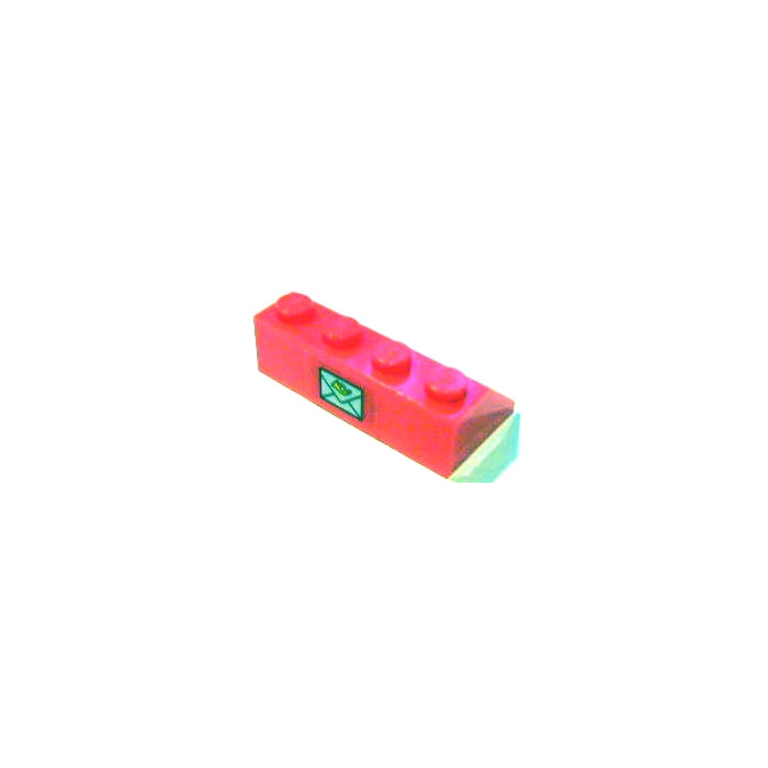 LEGO Red Slope 2 x 4 (45°) with Envelope Logo Sticker (3037) | Brick ...