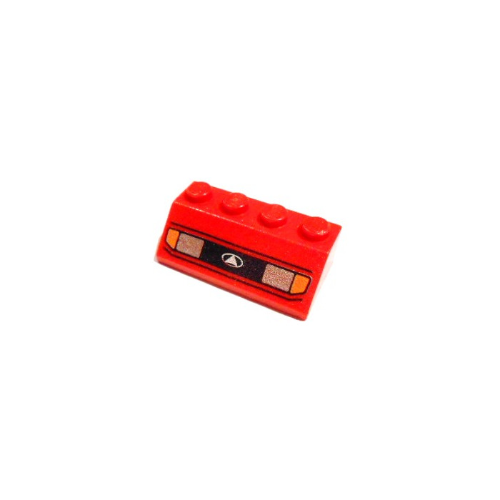 LEGO Red Slope 2 x 4 (45°) with Headlights and Black Lines Pattern ...