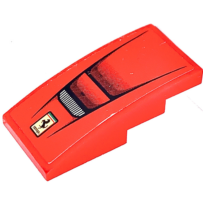 LEGO Red Slope 2 x 4 Curved with Ferrari Logo Sticker (93606) | Brick ...