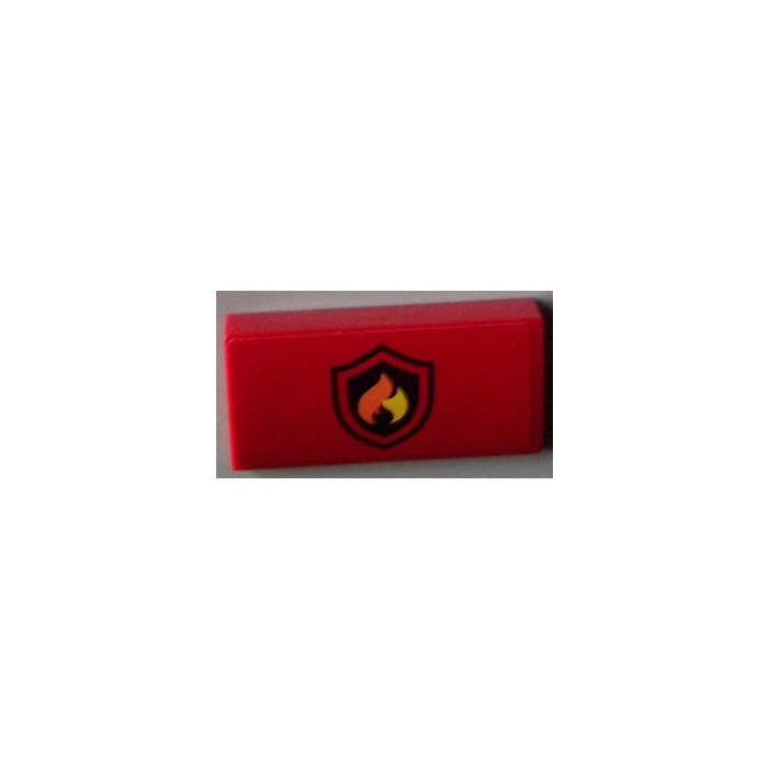 LEGO Red Slope 2 x 4 Curved with Fire Logo Sticker with Bottom Tubes ...