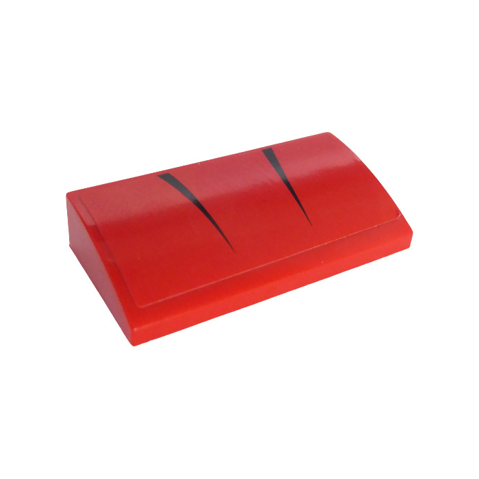LEGO Red Slope 2 x 4 Curved with Hood Curves Sticker with Bottom Tubes ...