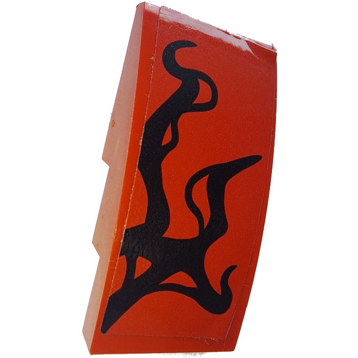 LEGO Red Slope 2 x 4 Curved with Thin Black Tendrils (Model Left ...