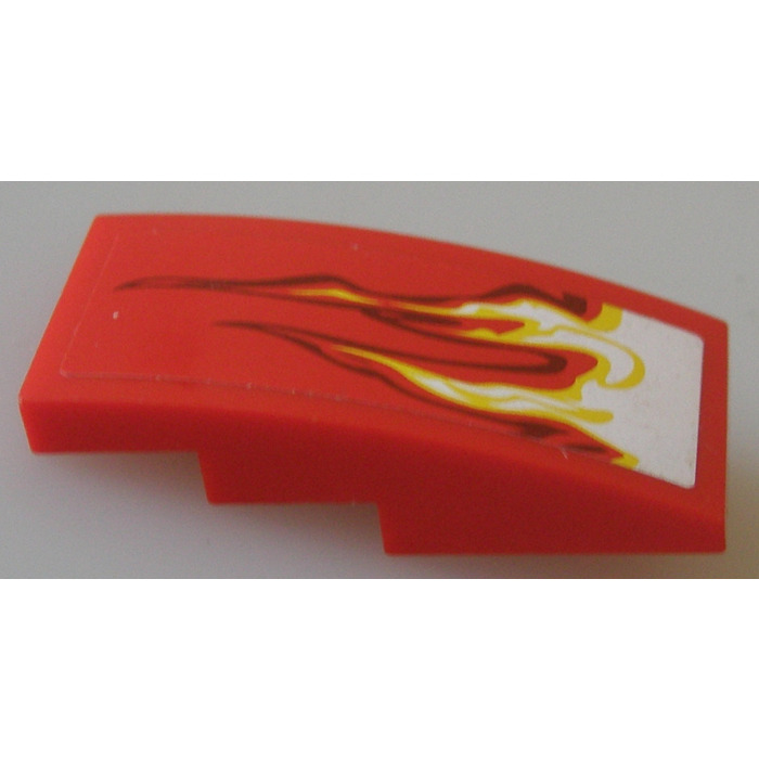 LEGO Red Slope 2 x 4 Curved with Two Flames (Left) Sticker (93606 ...