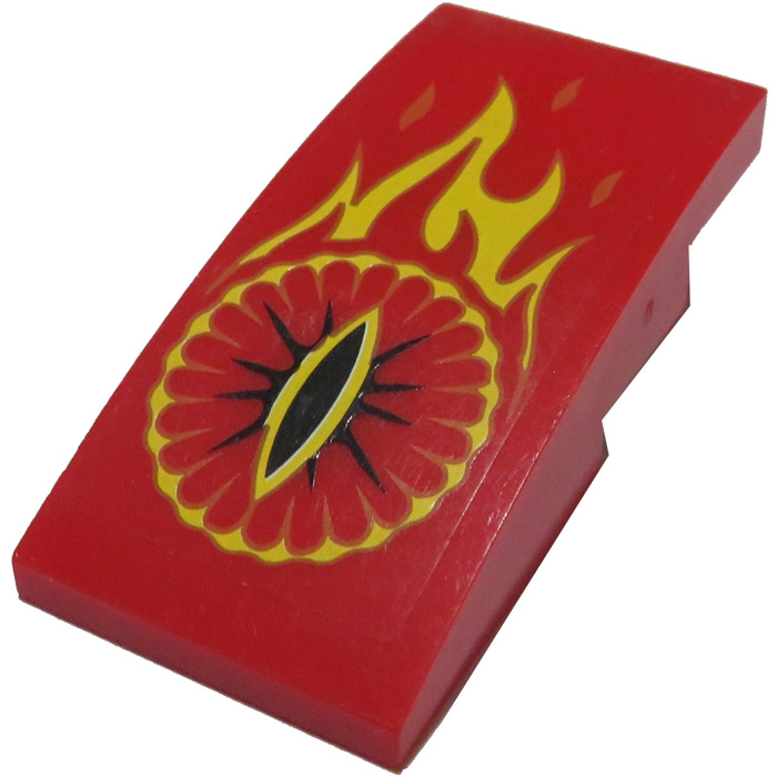 LEGO Slope 2 x 4 Curved with Yellow Flames and Eye of Sauron Pattern ...