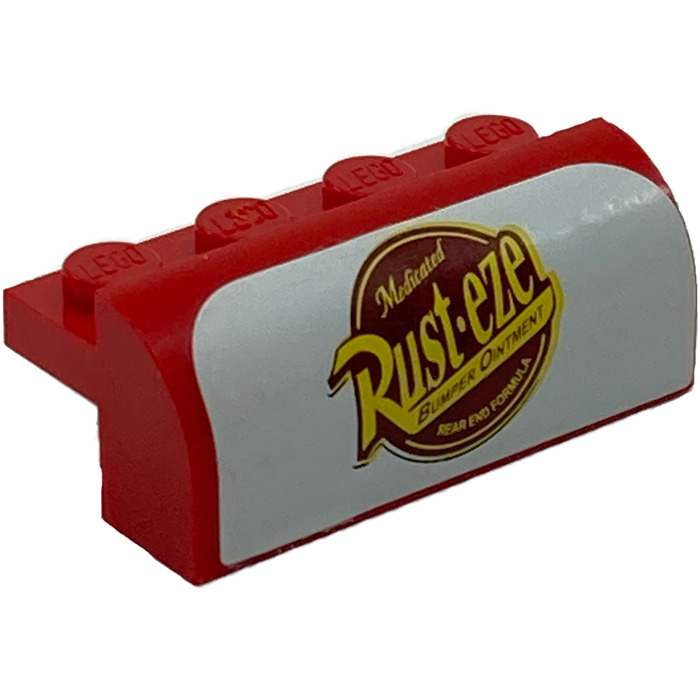 LEGO Red Slope 2 x 4 x 1.3 Curved with Rust-eze Logo Sticker (6081 ...