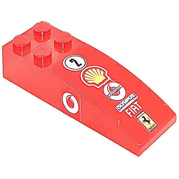 레고 빨간색 경사면 2 x 6 곡선형 , Number 2 및 Shell 로고 에 상단, New Vodafone 로고 에 Both ...