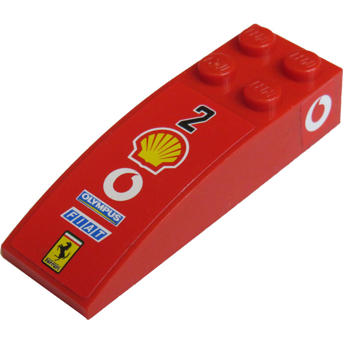 LEGO Red Slope 2 x 6 Curved with Racing Logos Sticker (44126) | Brick ...
