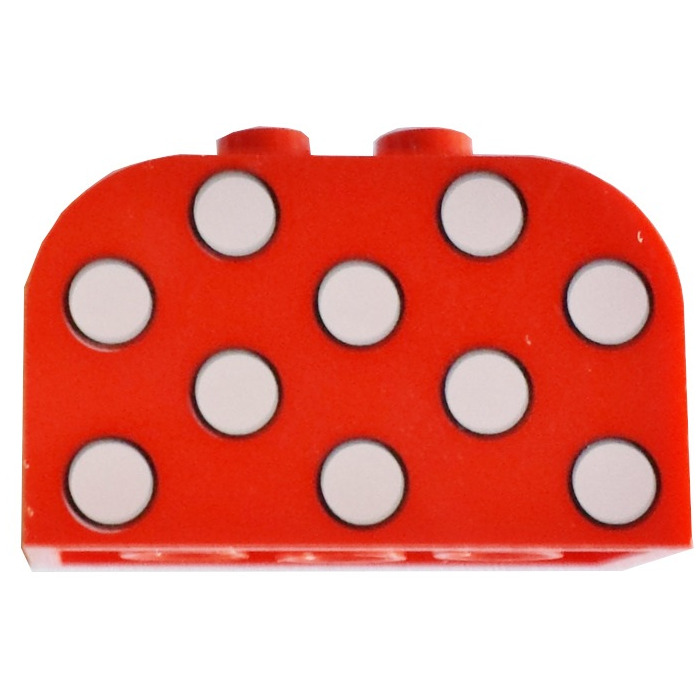LEGO Red Slope Brick 2 x 4 x 2 Curved with White Dots (4744 / 82362 ...