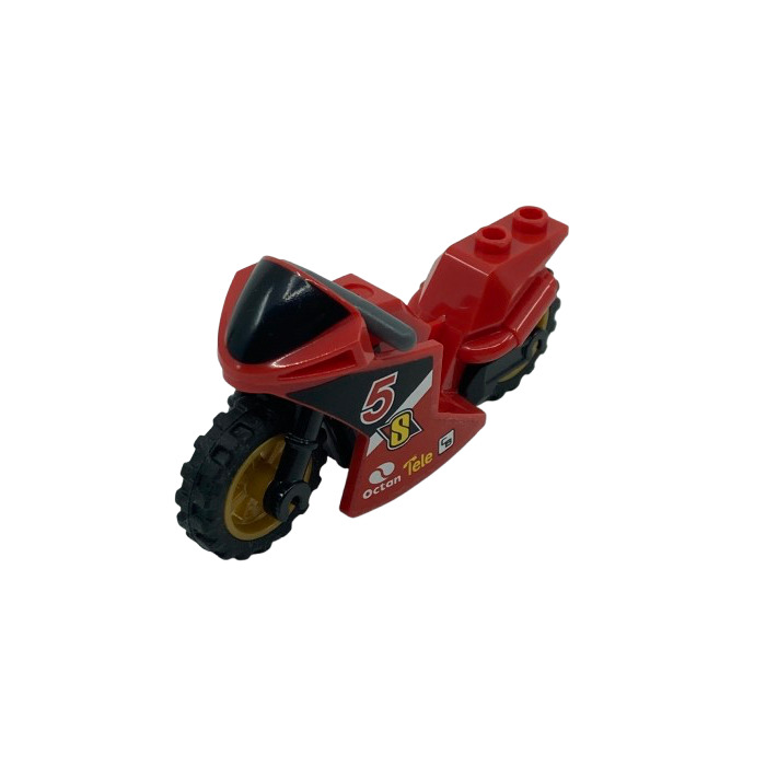 LEGO Sport Bike with "5" and Octan Stickers | Brick Owl - LEGO Marketplace