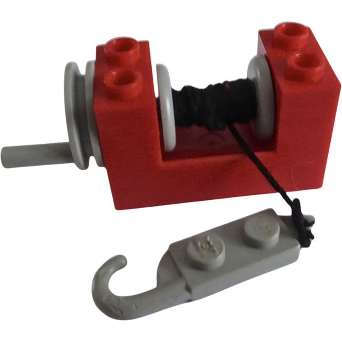 LEGO String Reel Winch 2 x 4 x 2 with Light Gray Drum and Black String ...