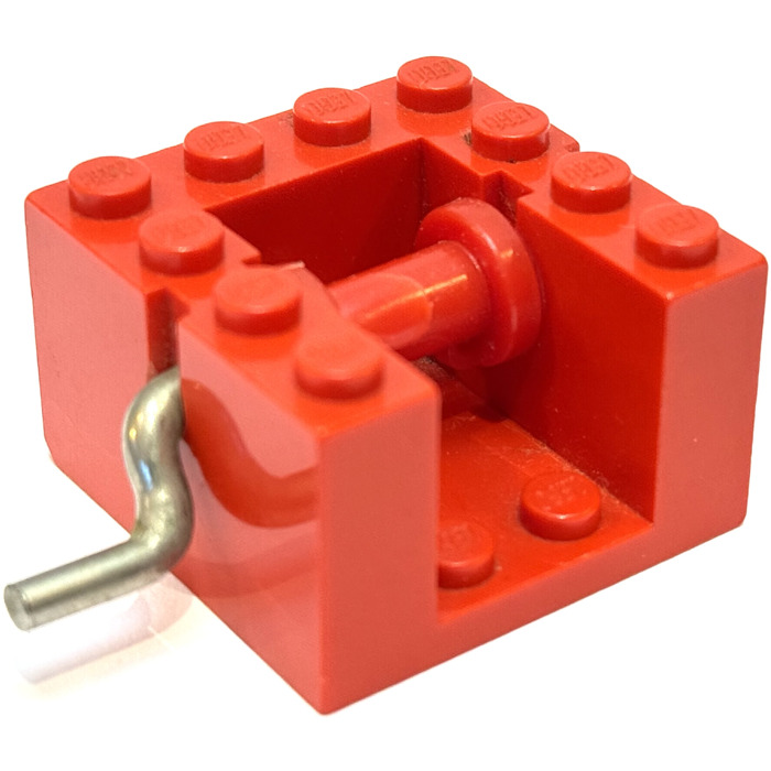 LEGO Red String Reel Winch 4 x 4 x 2 with Metal Handle and Red Drum ...