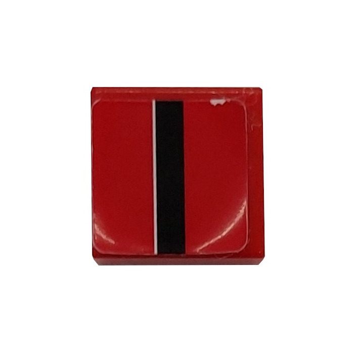 LEGO Red Tile 1 x 1 with Black Stripe Sticker with Groove (3070 ...