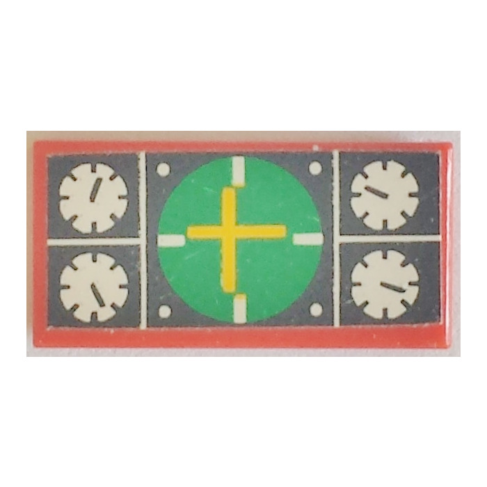 LEGO Red Tile 1 x 2 with Airplane Artificial Horizon Sticker with ...
